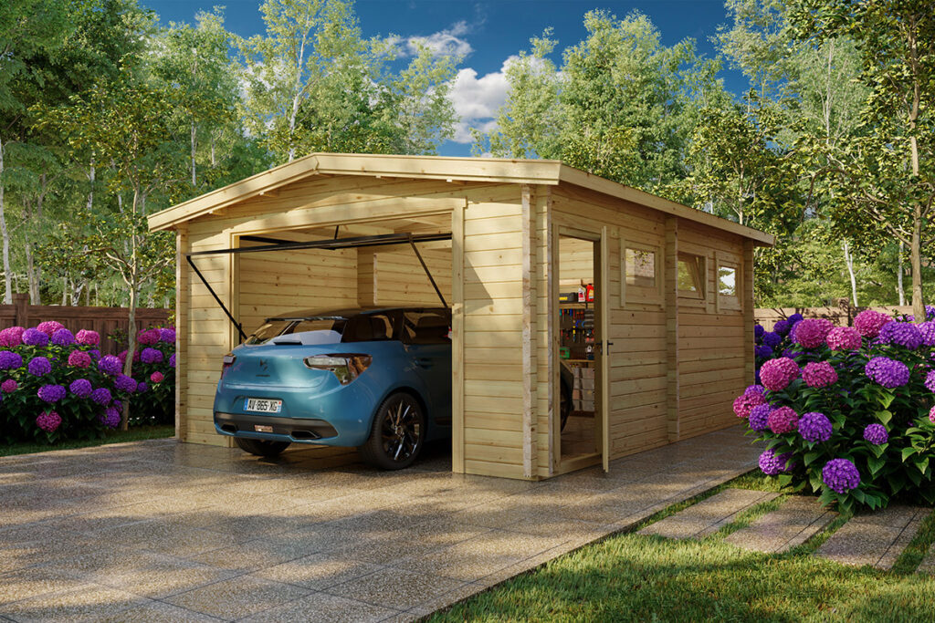 Autotalli paketti "Deluxe B" 24m² / 5 x 6 m / 70 mm - Hansatalo24