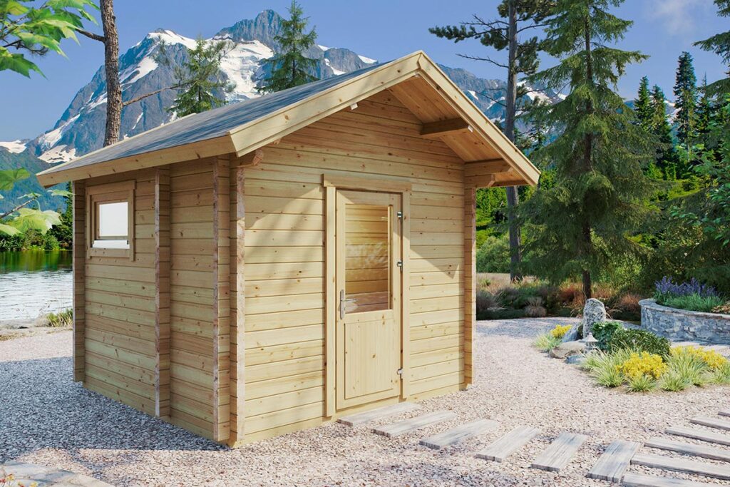 Pieni ulkosauna "Kirkenes" 8m² / 3 x 3 m / 70mm - Hansatalo24